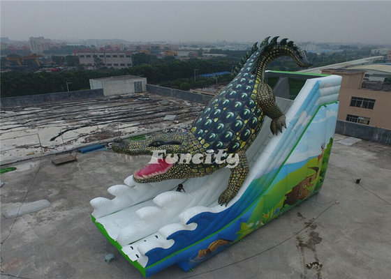 10M*6M*6M EN14960 0.55MM PVC Tarpaulin inflatable giant Crocodile Theme dry slide for Frame pool