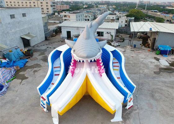 Plato PVC Tarpaulin Giant Shark Theme Inflatable Dry Slide 0.55MM Thickness