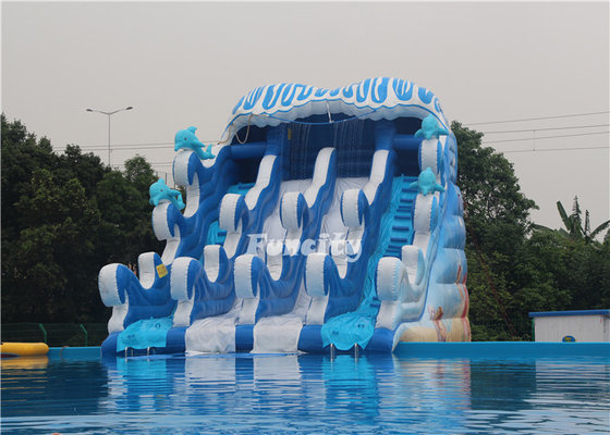 Blue / White Inflatable Giant Commercial Dry Slide With Frame Pool 3 - 5 Years Lifespan