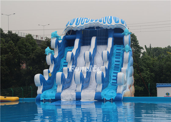 Blue / White Inflatable Giant Commercial Dry Slide With Frame Pool 3 - 5 Years Lifespan