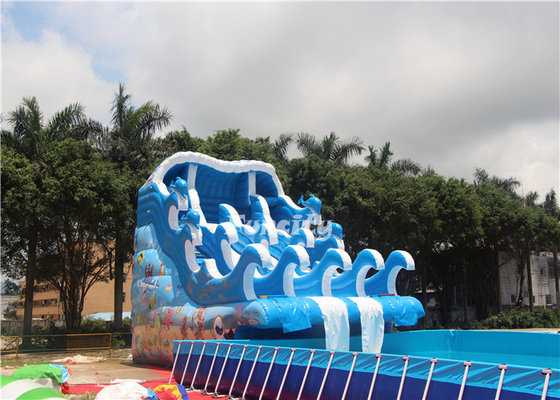 Blue / White Inflatable Giant Commercial Dry Slide With Frame Pool 3 - 5 Years Lifespan