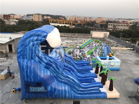 0.55mm PVC Tarpaulin Inflatable Dry Slides , 11 Meter Jumping Inflatable Slide