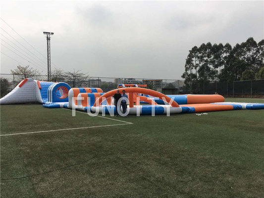 Blue / White Giant Inflatable Water Park Hot-Welding Technique For Sea Floating