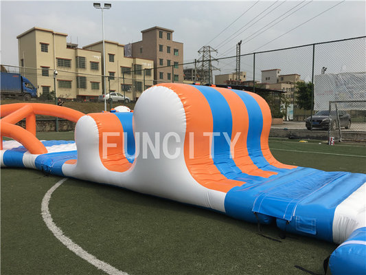 Blue / White Giant Inflatable Water Park Hot-Welding Technique For Sea Floating