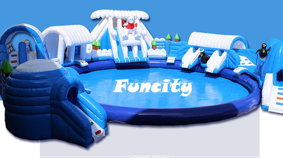 Custom Size Giant Inflatable Water Park Equipment On Land For Amusement Park