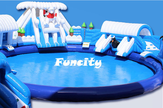 Custom Size Giant Inflatable Water Park Equipment On Land For Amusement Park