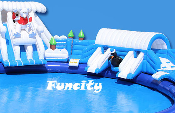 Custom Size Giant Inflatable Water Park Equipment On Land For Amusement Park