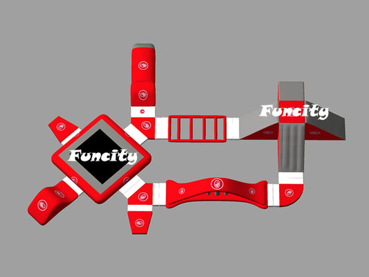 Red / White 35 People Mini Inflatable Water Park / Aqua Park Equipment For Pool