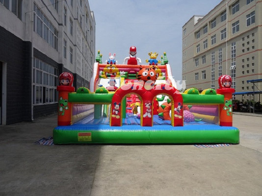 13L * 7W * 4 H M Mario Theme Inflatable Fun City With 0.55 Mm Pvc Tarpaulin