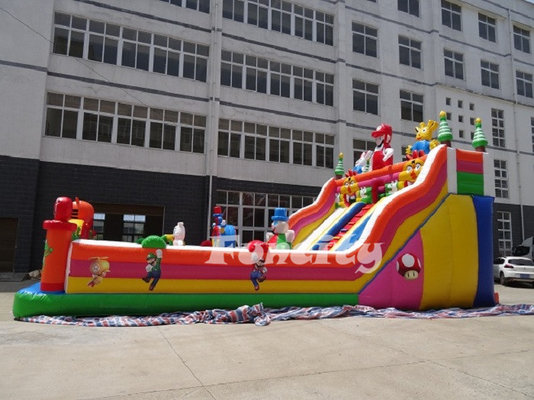 13L * 7W * 4 H M Mario Theme Inflatable Fun City With 0.55 Mm Pvc Tarpaulin