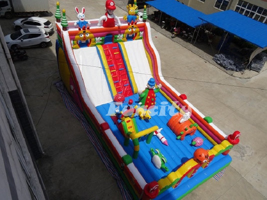 13L * 7W * 4 H M Mario Theme Inflatable Fun City With 0.55 Mm Pvc Tarpaulin