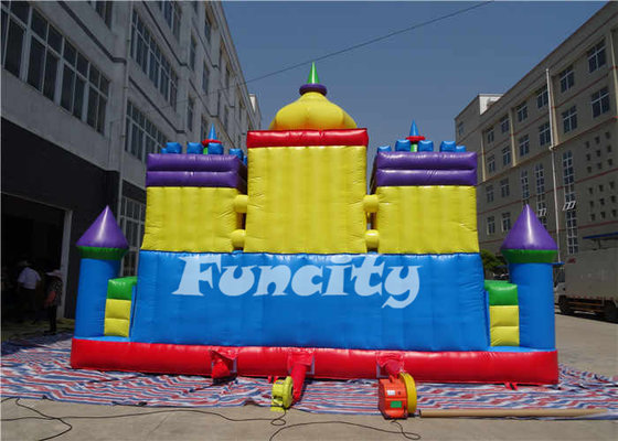 0.55 MM PVC Tarpaulin Double Stitching Inflatable Fun City For Kids 15 * 8 * 6.8 M