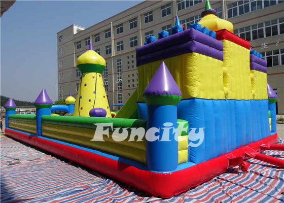 0.55 MM PVC Tarpaulin Double Stitching Inflatable Fun City For Kids 15 * 8 * 6.8 M