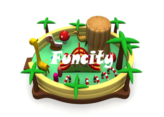 Kids Inflatable Fun City Playground , Customizable Size Inflatable Bouncy Castle With Slide