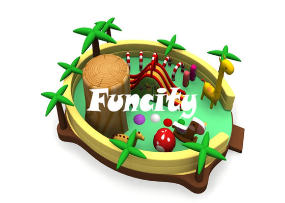 Kids Inflatable Fun City Playground , Customizable Size Inflatable Bouncy Castle With Slide