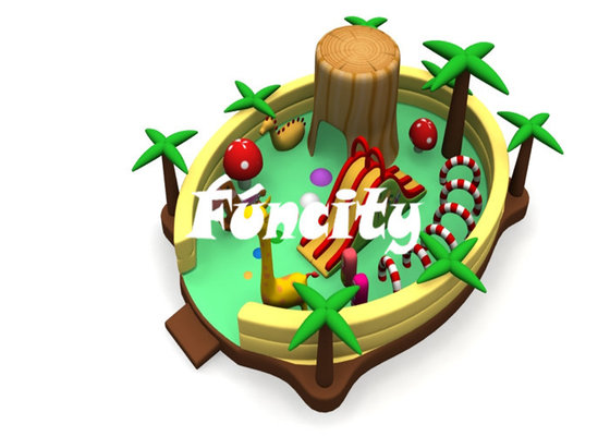 0.55mm PVC Inflatable Fun City Jungle Bouncy Castle With Slide , Sewing Technology