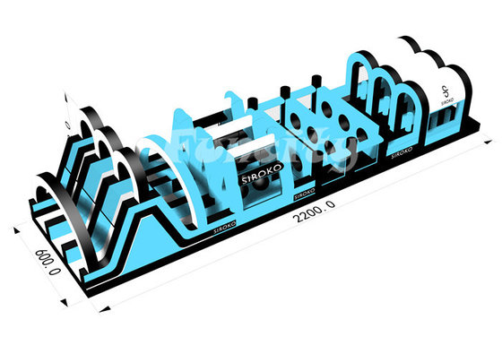 PVC Tarpaulin 22M Long Insane Inflatable 5K , 5K Inflatable Obstacles Course For Sport Games