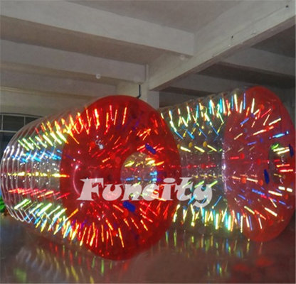 2.8mL x 2.2m Diameter Shining Human Hamster Inflatable Water Roller For Kid And Adult
