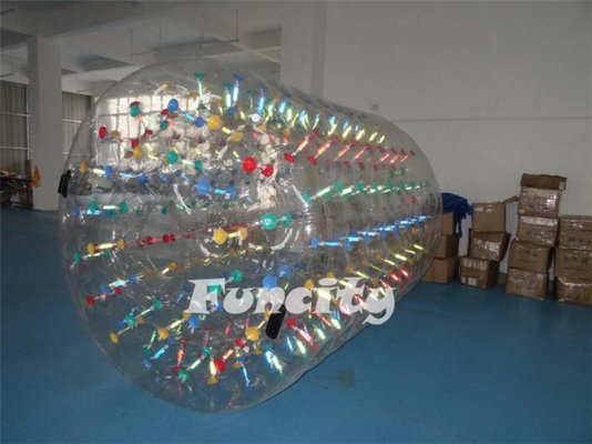 2.8mL x 2.2m Diameter Shining Human Hamster Inflatable Water Roller For Kid And Adult