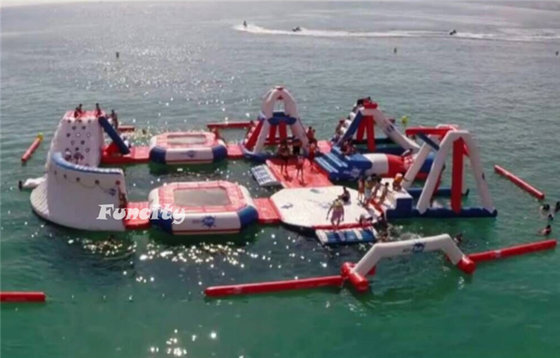 Commercial Airtight 0.9mm PVC Tarpaulin Inflatable Water Park Obstacle 25mLx25mW