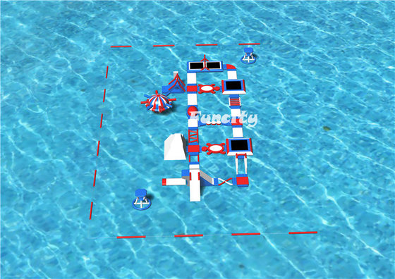 47mx18m Inflatable Aqua park for 200 People use in the Seaside Resort Color can be Customized