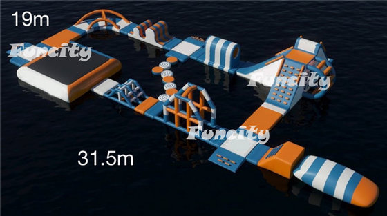 PVC Tarpaulin Inflatable Obstacle Water Park Inflatable Sport Games 37M * 22M