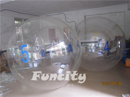 OEM PVC or 0.8MM TPU Transparent Inflatable Water Walking Ball  with Numbers