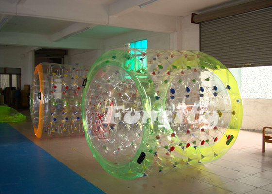 Cylinder PVC Inflatable Water Roller with Colourful Cable Loop