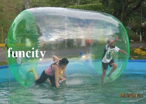 Green and transparent single layer Inflatable Water Roller with TIZIP Zipper and Velcro