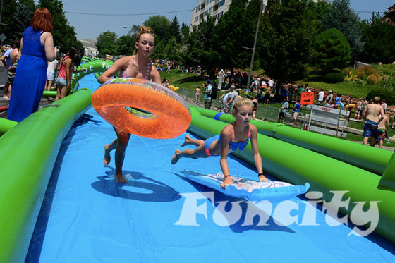 Colorful Inflatable Water Pools Custom Made 0.9 PVC Tarpaulin with Long Slide