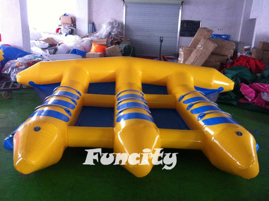 Customized Yellow And Blue Inflatable Fly Fish Boat For Exciting Water Sports