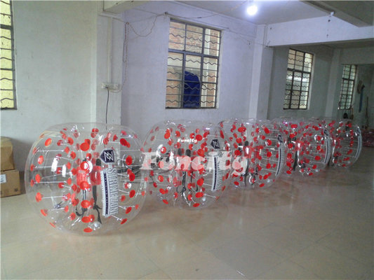 1.2MM PVC / TPU Inflatable Bumper Ball , Kids Red / Blue Dot Loopyball Soccer
