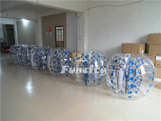 1.2MM PVC / TPU Inflatable Bumper Ball , Kids Red / Blue Dot Loopyball Soccer