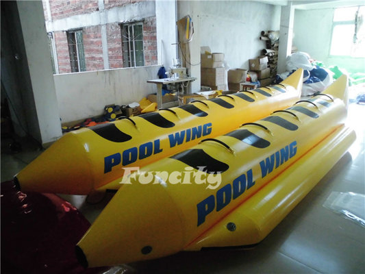 Single Tube Yellow Black Inflatable Banana Boat Customized Sea Ocean