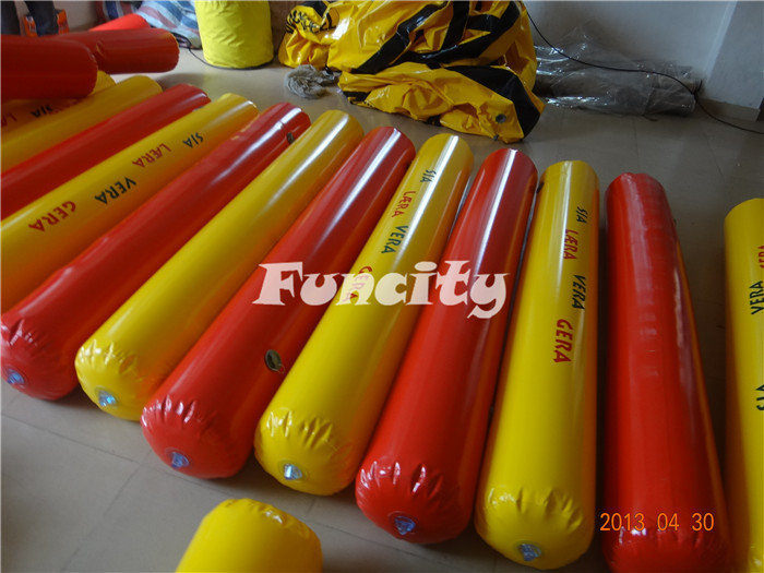 Yellow / Red Color Inflatable Buoys For Water Park , Water Fence / Inflatable Buoys