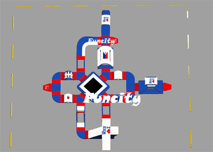 40mx34mx4m Inflatable Water Park with Inflatable Water Obstacle Course For 65 People