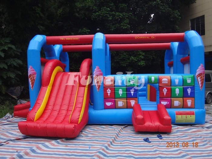 Funny Giant Inflatable Jumping Castle Slide Combo For School / Shopping Mall