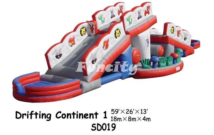 Vivid Animals Printing Inflatable Dry Slide For Swimming Pool Playing Outdoors