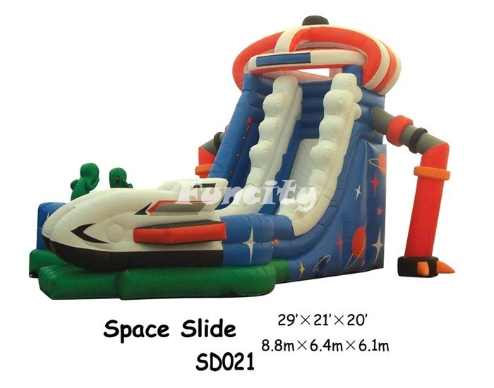 Outdoor Kids Space Ship Inflatable Dry Slides , Safety Inflatable Slip And Slide