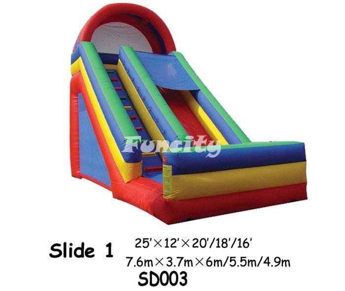Colorful Inflatable Dry Slide With Dome Roof House Commercial Grade 0.55mm PVC