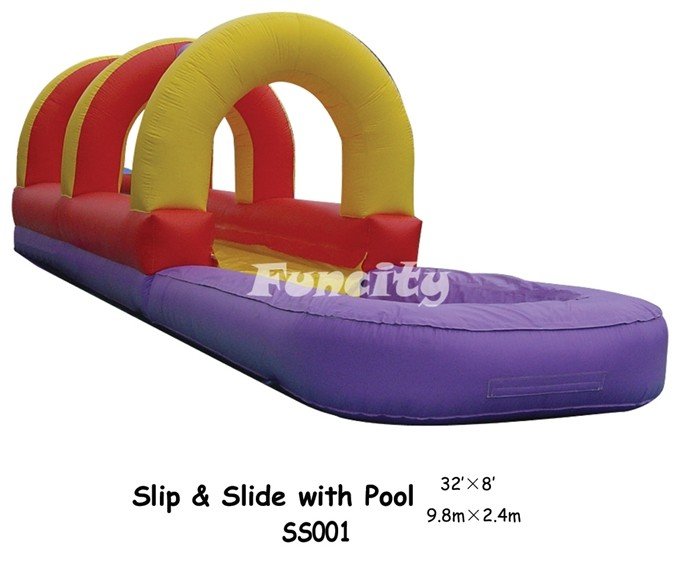 Kids Outdoor Inflatable Dry Slide Parallel Inflatable Slip And Slide With Pool