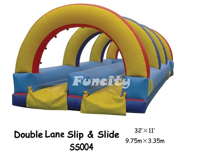 Long Size Inflatable Dry Slide / Double Lane Inflatable Slip And Slide For Fun