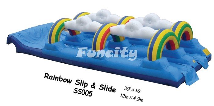 Rainbow Theme Inflatable Slip And Slide For Little Kids Playing Outdoors