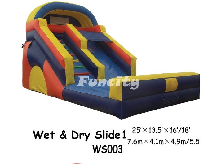 Safety Outdoor Playing Inflatable Wet And Dry Slide With Wide Bouncer Board