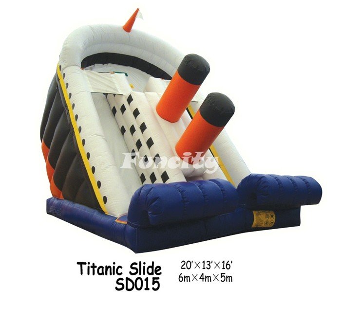 Cool Design Inflatable Slide In Titanic Slide Shape For Kids Playing Outdoors