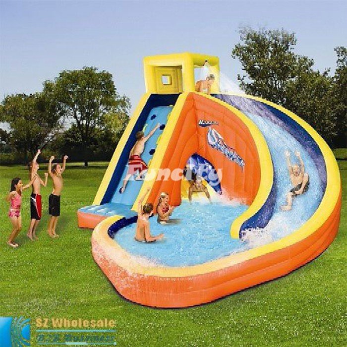 Exciting Long Slide Inflatable Water Slide And Pool For Kids Enjoy Fun