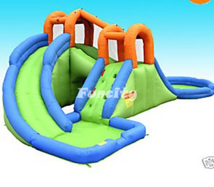 Combo Long Slide Inflatable Slide Pool With Roof Bouncer House For Sale