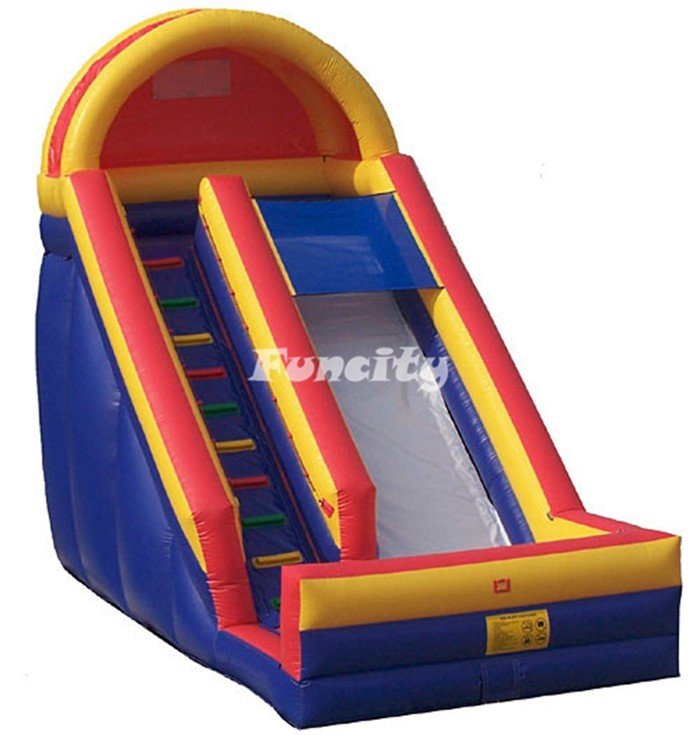 Fine Workmanship Inflatable Dry Slide With Yellow Dome Roof 0.55MM PVC Tarpaulin