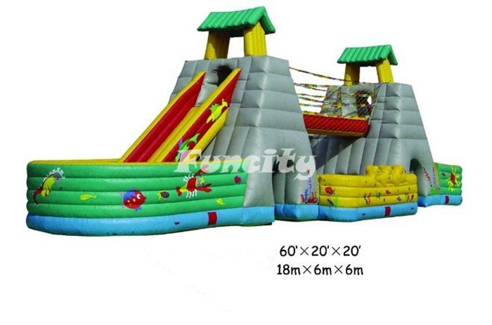 Continental Bridge Inflatable Slide And Pool Special Design For kids 18m * 6m * 6m