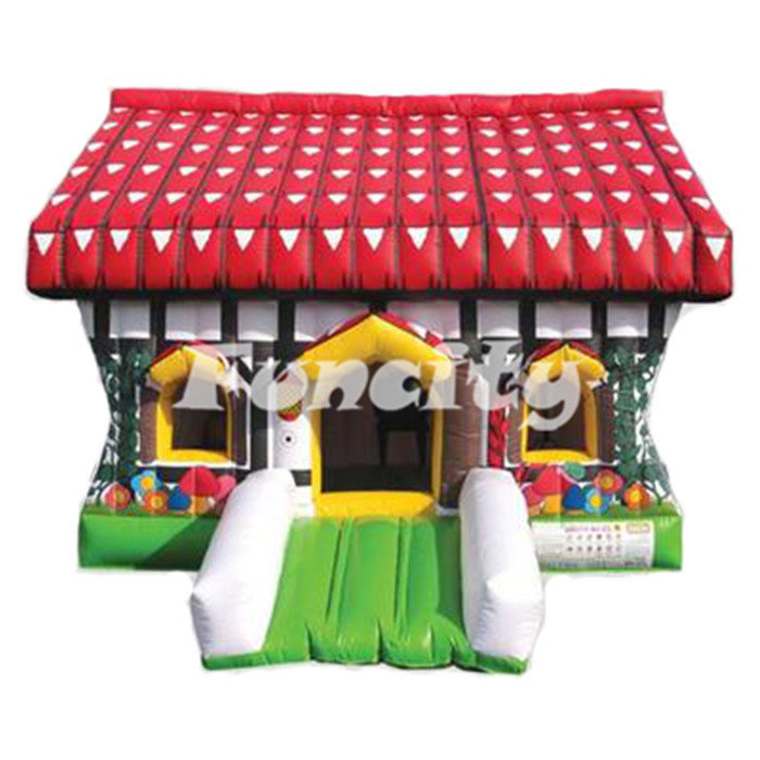 Romantic Cottage Inflatable Bounce Castle With Vivid Pattern Decoration